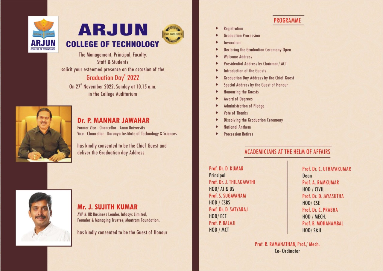 GRADUATION DAY-2022 – Arjun College of Technology